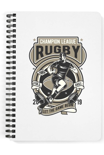 Hero Tasarım Rugby Baskılı Ahşap Kapaklı Defter 15X20 cm DFT2095