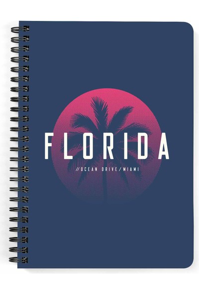 Hero Tasarım Florida Baskılı Ahşap Kapaklı Defter 15X20 cm DFT5125