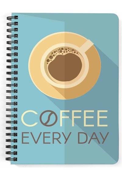 Coffee Every Day Baskılı Ahşap Kapaklı Defter 15X20 cm DFT5200