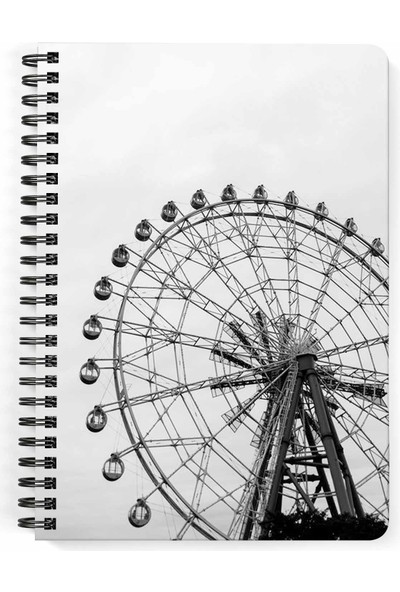 Dönme Dolap Baskılı Ahşap Kapaklı Defter 15X20 cm DFT3324 Dönme Dolap Baskılı Ahşap Kapaklı Defter 15X20 cm DFT3324