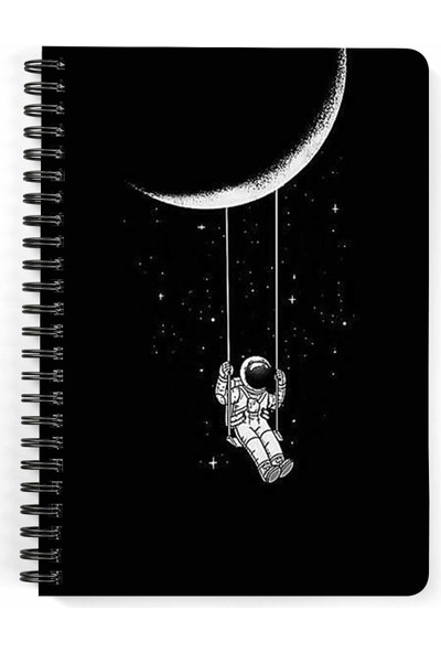 Astronot Baskılı Ahşap Kapaklı Defter 15X20 cm DFT5277