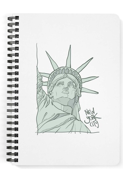 Hero Tasarım Özgürlük Kulesi Baskılı Ahşap Kapaklı Defter 15X20 cm DFT2122