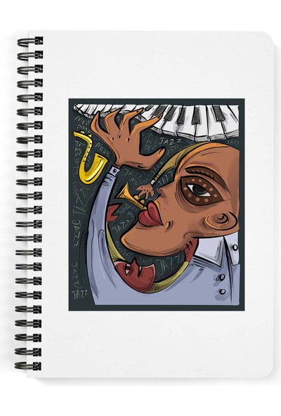 Hero Tasarım Jazz Baskılı Ahşap Kapaklı Defter 15X20 cm DFT1610