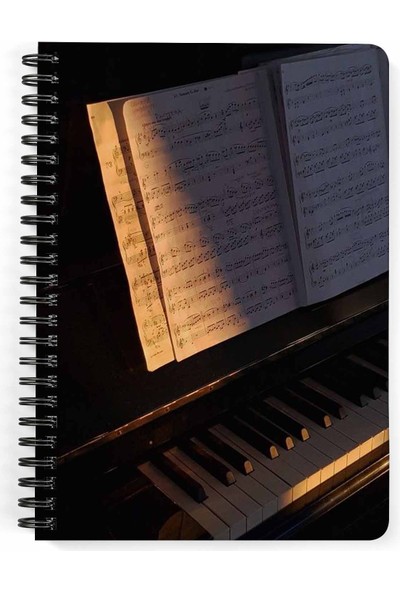 Piyano Baskılı Ahşap Kapaklı Defter 15X20 cm DFT3742