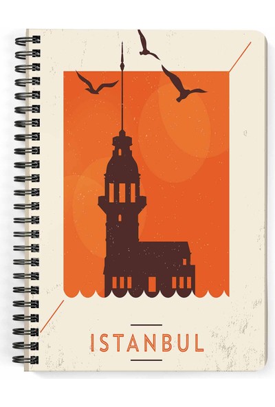 Kız Kulesi Baskılı Ahşap Kapaklı Defter 15X20 cm DFT5435