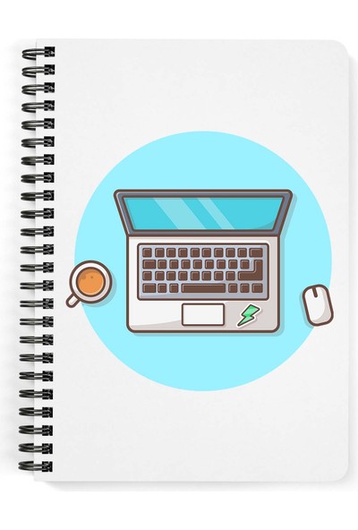 Laptop Baskılı Ahşap Kapaklı Defter 15X20 cm DFT1770