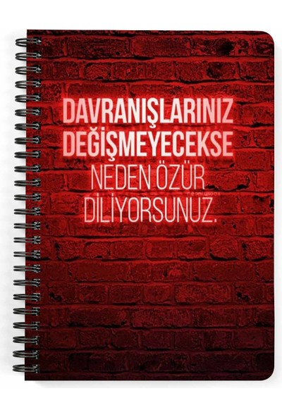 Hero Tasarım Neon Yazı Baskılı Ahşap Kapaklı Defter 15X20 cm DFT2555