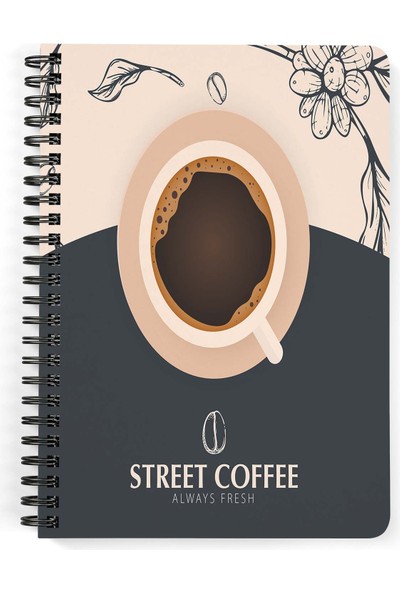 Kahve Baskılı Ahşap Kapaklı Defter 15X20 cm DFT673