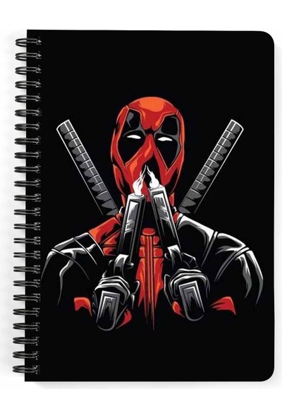 Deadpool Baskılı Ahşap Kapaklı Defter 15X20 cm DFT4250
