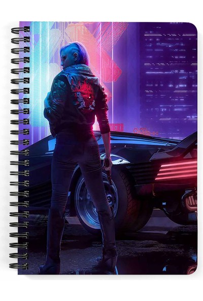 Cyberpunk Baskılı Ahşap Kapaklı Defter 15X20 cm DFT3636