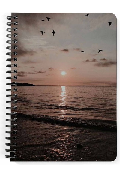 Sahil Baskılı Ahşap Kapaklı Defter 15X20 cm DFT2596