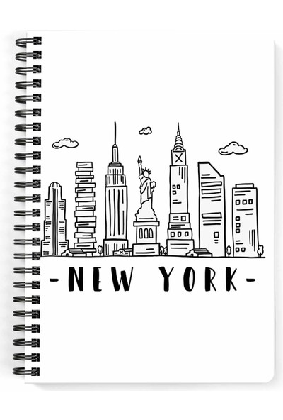 New York Baskılı Ahşap Kapaklı Defter 15X20 cm DFT2953