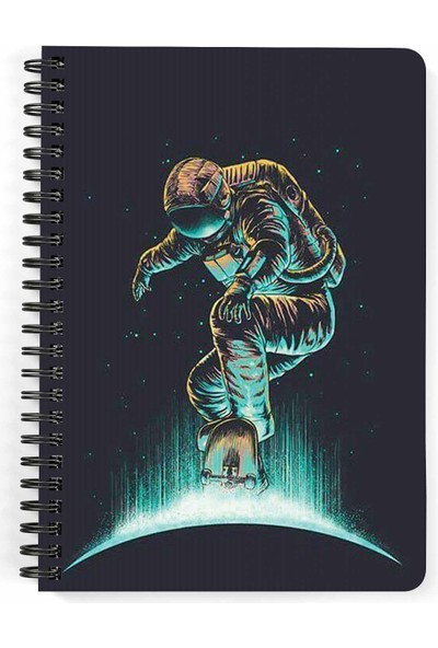 Astronot Baskılı Ahşap Kapaklı Defter 15X20 cm DFT5275