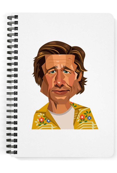 Brad Pitt Baskılı Ahşap Kapaklı Defter 15X20 cm DFT1088