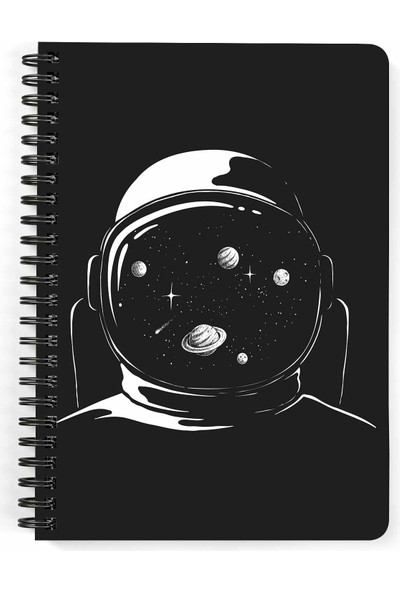Astronot Baskılı Ahşap Kapaklı Defter 15X20 cm DFT5284