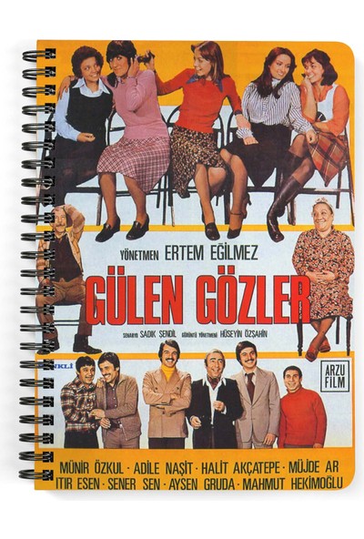 Hero Tasarım Gülen Gözler Baskılı Ahşap Kapaklı Defter 15X20 cm DFT2365