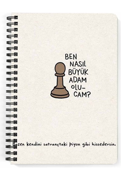 Büyük Adam Baskılı Ahşap Kapaklı Defter 15X20 cm DFT4168