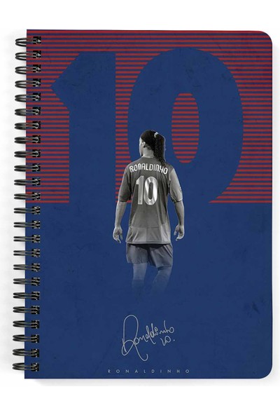 Hero Tasarım Ronaldinho Baskılı Ahşap Kapaklı Defter 15X20 cm DFT4502