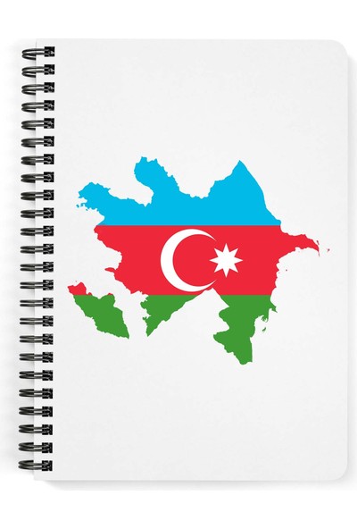 Azerbaycan Bayrağı Baskılı Ahşap Kapaklı Defter 15X20 cm DFT6232