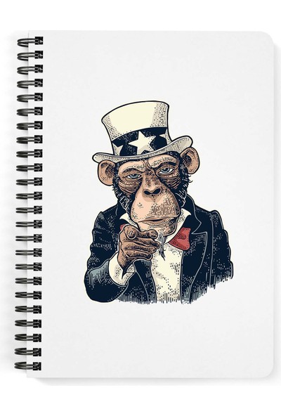 Patron Maymun Baskılı Ahşap Kapaklı Defter 15X20 cm DFT860 Patron Maymun Baskılı Ahşap Kapaklı Defter 15X20 cm DFT860