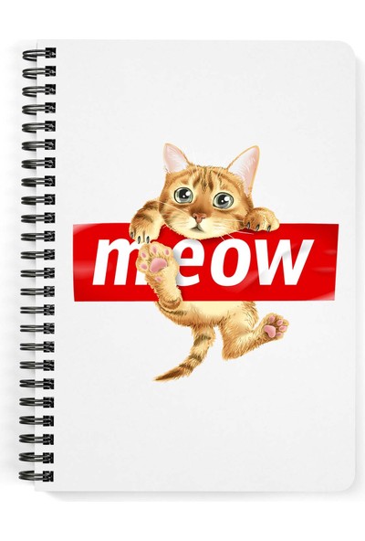 Meow Kedi Baskılı Ahşap Kapaklı Defter 15X20 cm DFT866 Meow Kedi Baskılı Ahşap Kapaklı Defter 15X20 cm DFT866