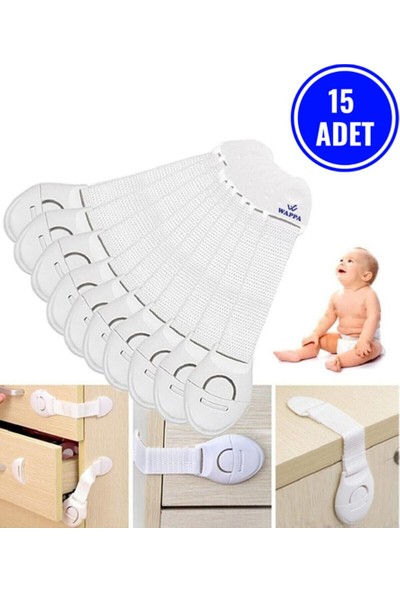 Wappa 15 Adet Bebek Çocuk Güvenlik Dolap ve Çekmece Kilidi Çok Amaçlı Çocuk Kilit Süper Üstün Yapışma Wappa 15 Adet Bebek Çocuk Güvenlik Dolap ve Çekmece Kilidi Çok Amaçlı Çocuk Kilit Süper Üstün Yapışma