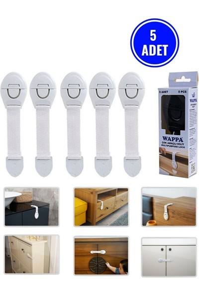 Wappa 5 Adet Bebek Çocuk Güvenlik Dolap ve Çekmece Kilidi Çok Amaçlı Çocuk Kilit Süper Üstün Yapışma Wappa 5 Adet Bebek Çocuk Güvenlik Dolap ve Çekmece Kilidi Çok Amaçlı Çocuk Kilit Süper Üstün Yapışma