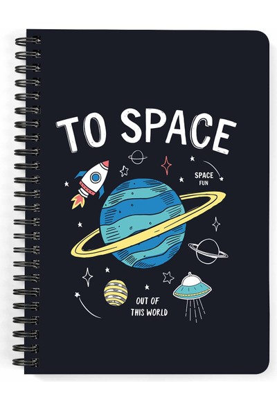 Hero Tasarım To Space Baskılı Ahşap Kapaklı Defter 15X20 cm DFT5293