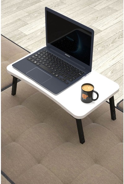 Mobezzo Laptop Sehpası Seyyar Kahvaltı Masası Katlanır Çalışma Sehpası Beyaz