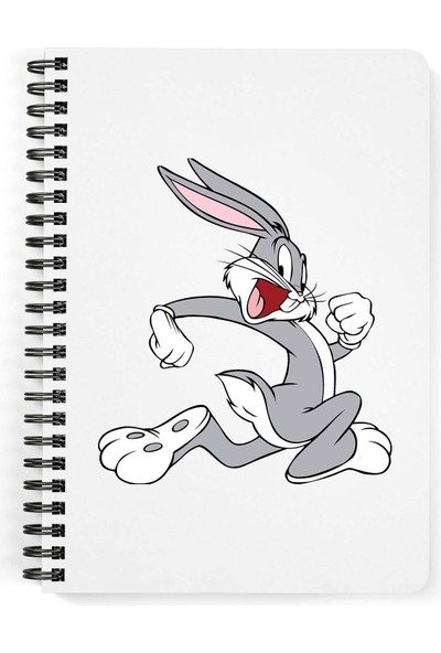 Hero Tasarım Bugs Bunny Baskılı Ahşap Kapaklı Defter 15X20 cm DFT6230