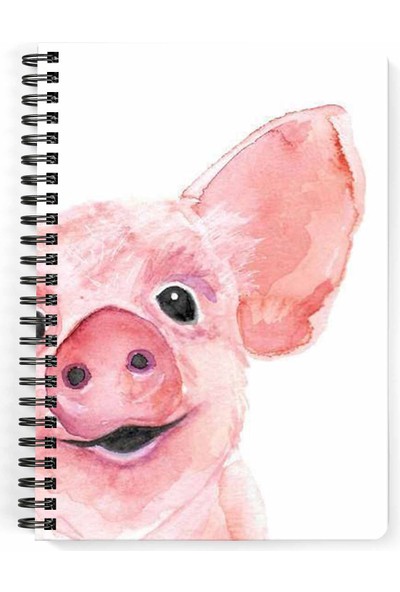 Hero Tasarım Domuz Baskılı Ahşap Kapaklı Defter 15X20 cm DFT3583