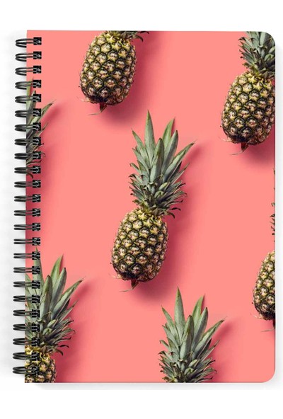 Hero Tasarım Ananas Baskılı Ahşap Kapaklı Defter 15X20 cm DFT3285