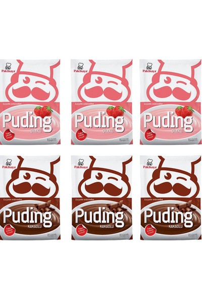 Pakmaya 3 Adet 125 gr Çilekli Puding / 3 Adet 145 gr Kakaolu Puding