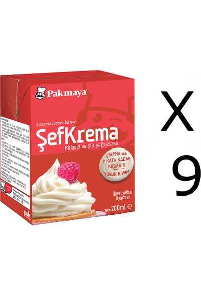 Pakmaya Şef Krema 9 Adet x 200 ml