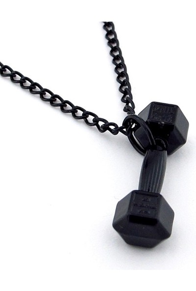 Solfera Dambıl Ağırlık Body Building Siyah Çelik Erkek Kolye Q0507 Solfera Dambıl Ağırlık Body Building Siyah Çelik Erkek Kolye Q0507
