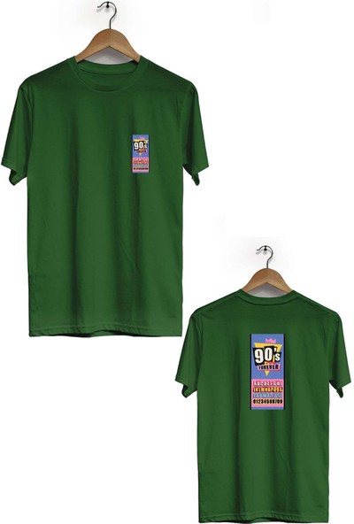 Hero Tasarım 90'lar Ön Arka Baskılı Kısa Kol Tişört BLL494 Haki S Hero Tasarım 90'lar Ön Arka Baskılı Kısa Kol Tişört BLL494 Haki S