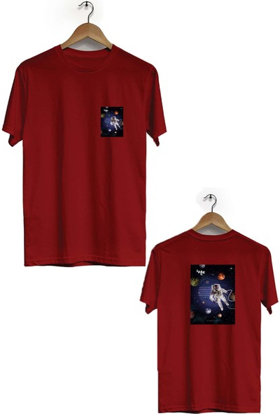 Hero Tasarım Space Ön Arka Baskılı Kısa Kol Tişört BLL554 Bordo Xs Hero Tasarım Space Ön Arka Baskılı Kısa Kol Tişört BLL554 Bordo Xs
