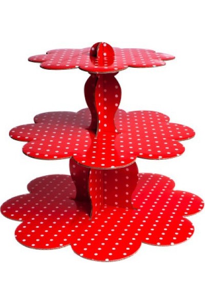 Bebekparti 3 Katlı Karton Muffin & Cupcake Standı Kırmızı Bebekparti 3 Katlı Karton Muffin & Cupcake Standı Kırmızı