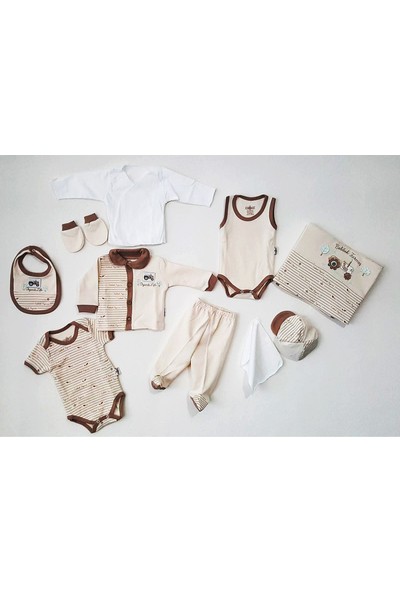 Bebbek Pamuk 10 Parça Antialerjik Erkek Bebek Hastane Çıkışı Yenidoğan Zıbın Set
