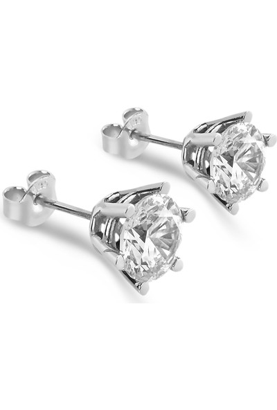 Chavin 4 Crt. Zirkon 14 Ayar Altın Bayan Tek Taş Küpe Dh06By