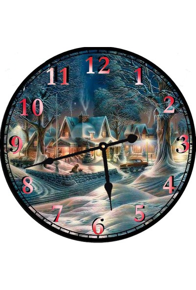 Markakanvas Ahşap Yuvarlak Yeniyıl Duvar Saati