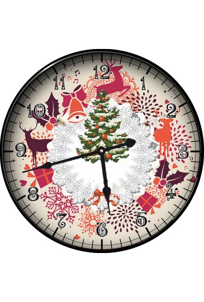 Markakanvas Ahşap Yuvarlak Yeniyıl Duvar Saati Markakanvas Ahşap Yuvarlak Yeniyıl Duvar Saati