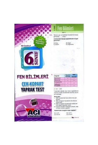 Açı Yayınları 6. Sınıf Fen Bilimleri Çek Kopart Yaprak Test Açı Yayınları 6. Sınıf Fen Bilimleri Çek Kopart Yaprak Test