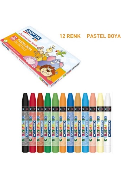 Gıpta Pastel Boya - Karton Kutu - Altıgen - 12 Renk Gıpta Pastel Boya - Karton Kutu - Altıgen - 12 Renk