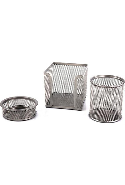 Gıpta Masa Seti Metal 3'lü Gümüş F0031