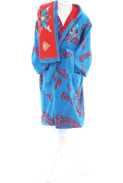 Özdilek Superman Lisanslı Çocuk Bornoz Seti 9-10 Yaş