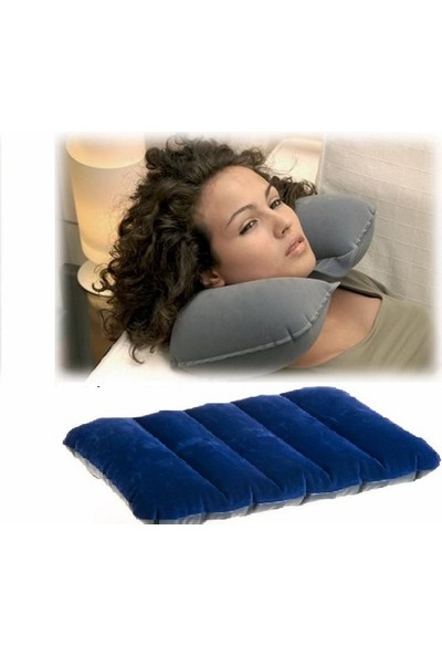 Fdm Havalı Seyehat Yastığı Ve Minder ( 2 Li Set )