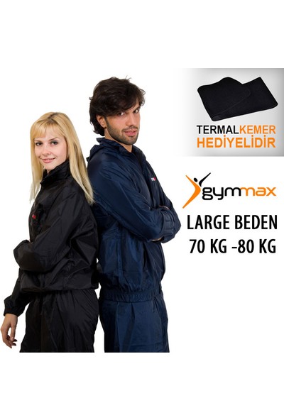 Gymmax Large Beden - 70 Kg -80 Kg Sauna Eşofmanı + Termal Kemer Gymmax Large Beden - 70 Kg -80 Kg Sauna Eşofmanı + Termal Kemer