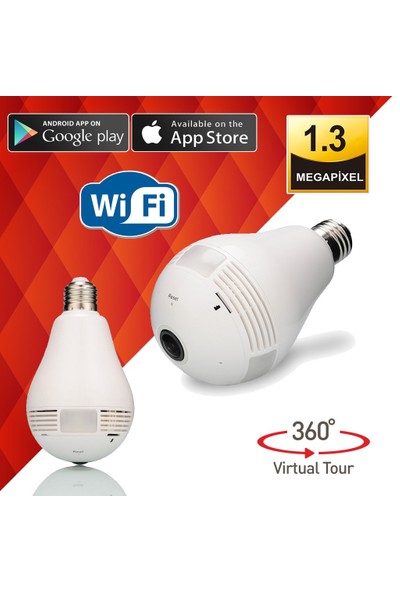 Walkertone Ampul Kamera 1.3 Mp İp Tak Çalıştır ! Sanal Tur+ Ses