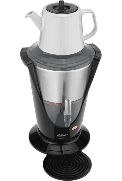 Arzum Kallavi Semaver - Çelik Gövdeli, Porselen Demlikli-Siyah Arzum Kallavi Semaver - Çelik Gövdeli, Porselen Demlikli-Siyah